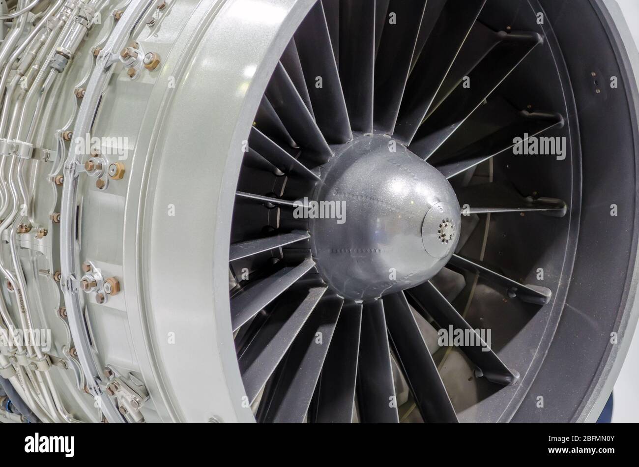 Close up of a turbofan jet engine in modern airplane Stock Photo - Alamy