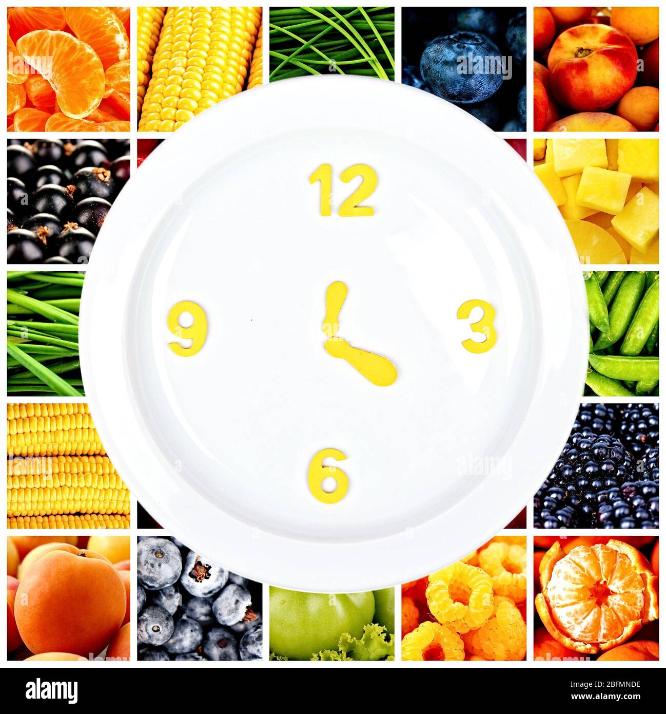 Food clock. Healthy food concept Stock Photo - Alamy