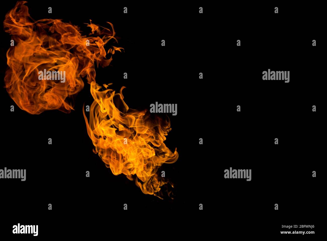 Fire patterns. Flames on a black background. Fiery patterns. Burning ...