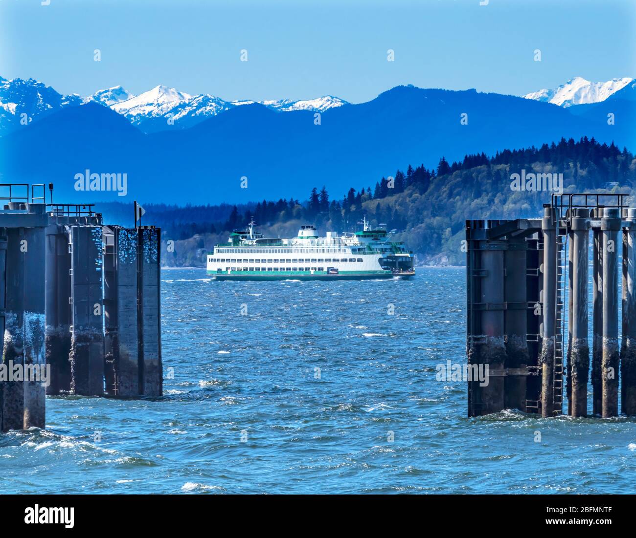 Washington State Ferry Olympic Snow Mountains Edmonds Washington. Ferry ...