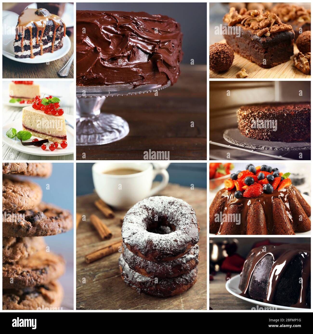 Chocolate cakes. Tasty collage Stock Photo - Alamy