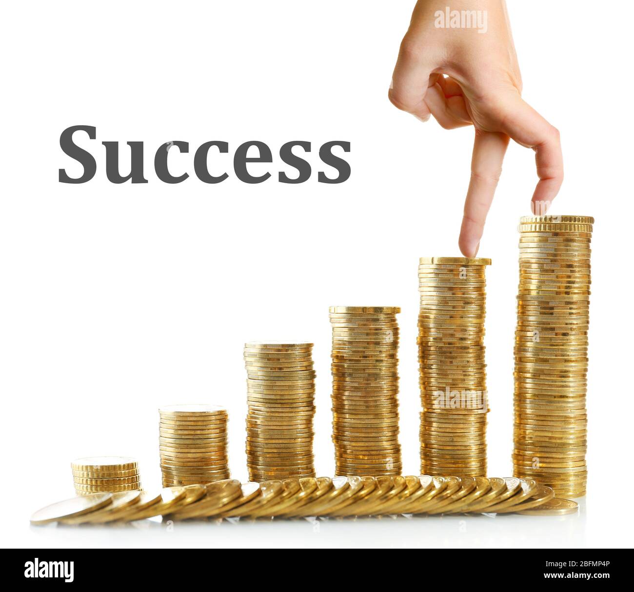 Concept money columns gold coins Cut Out Stock Images & Pictures - Alamy