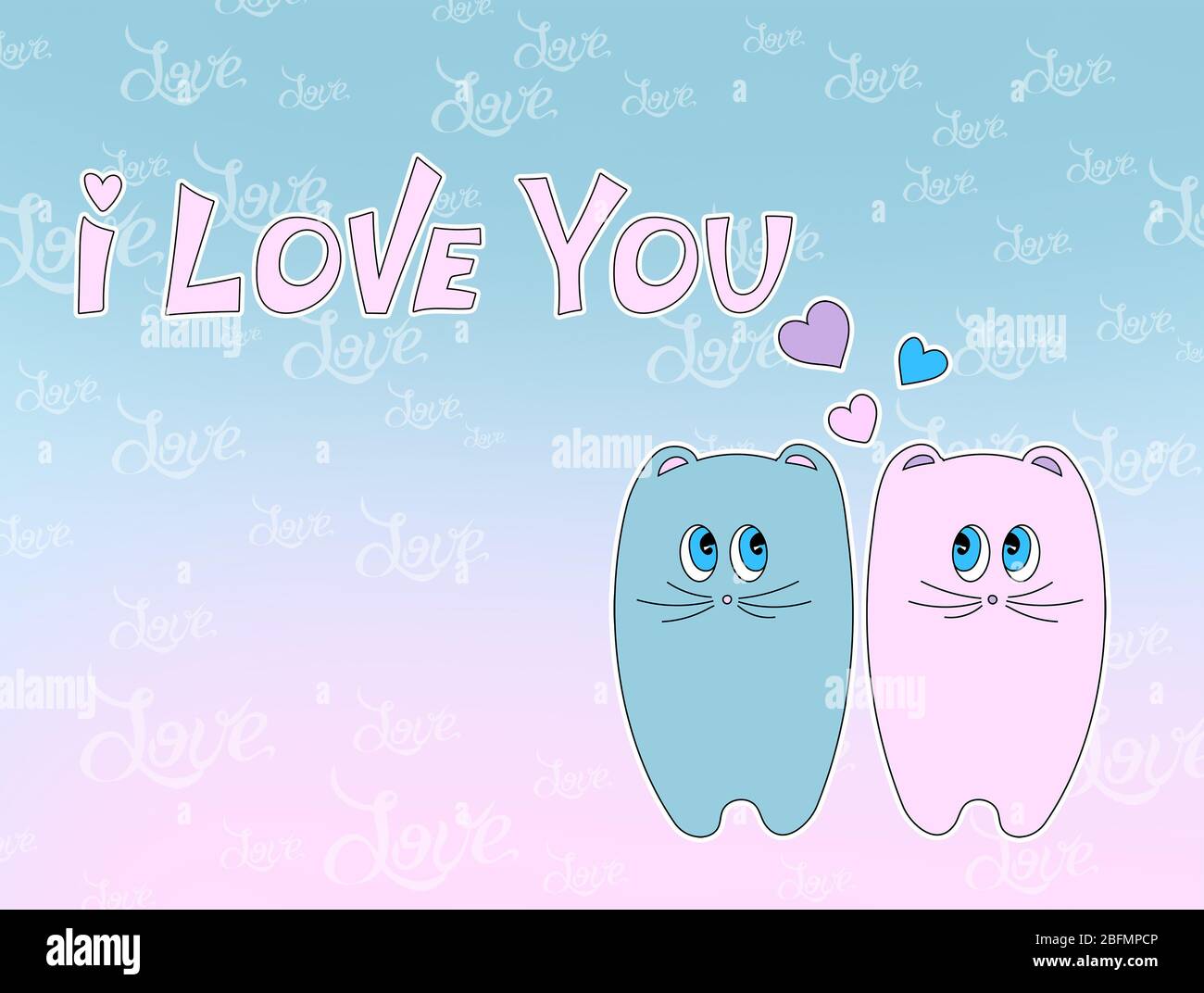 Cute cartoon animals couple fall in love, vector illustration Stock ...