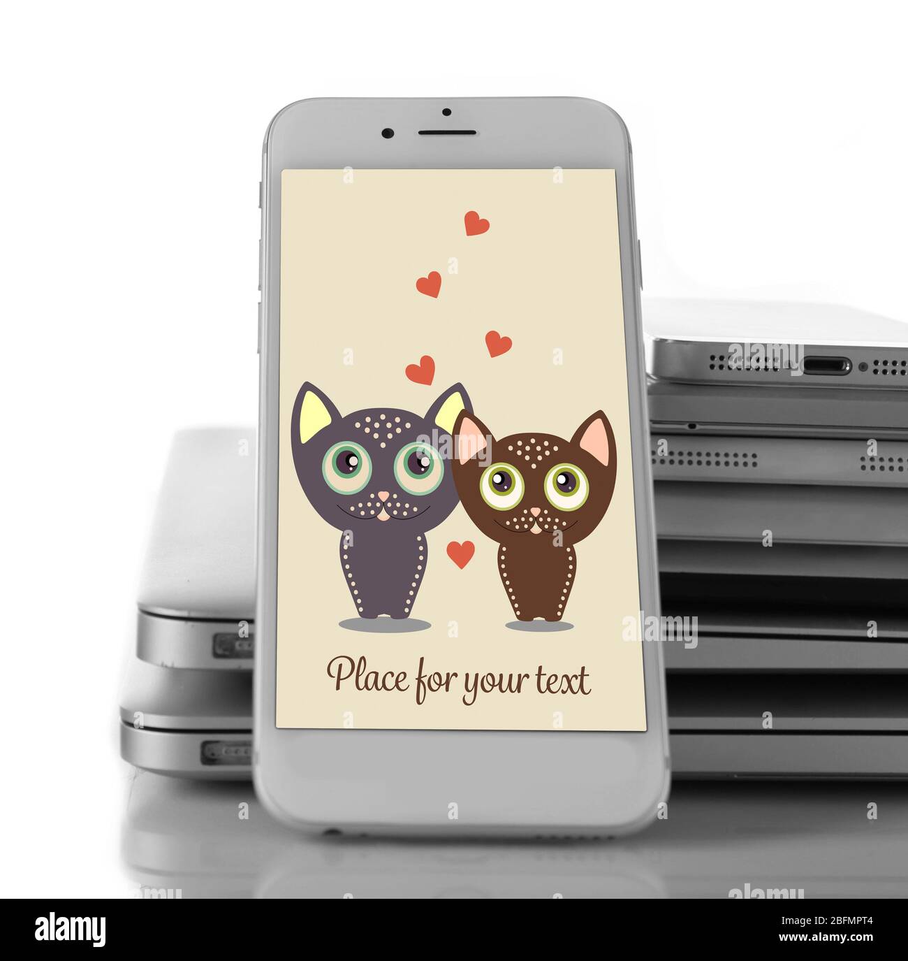 Gadgets. Smart phone with screen saver isolated on white Stock Photo ...