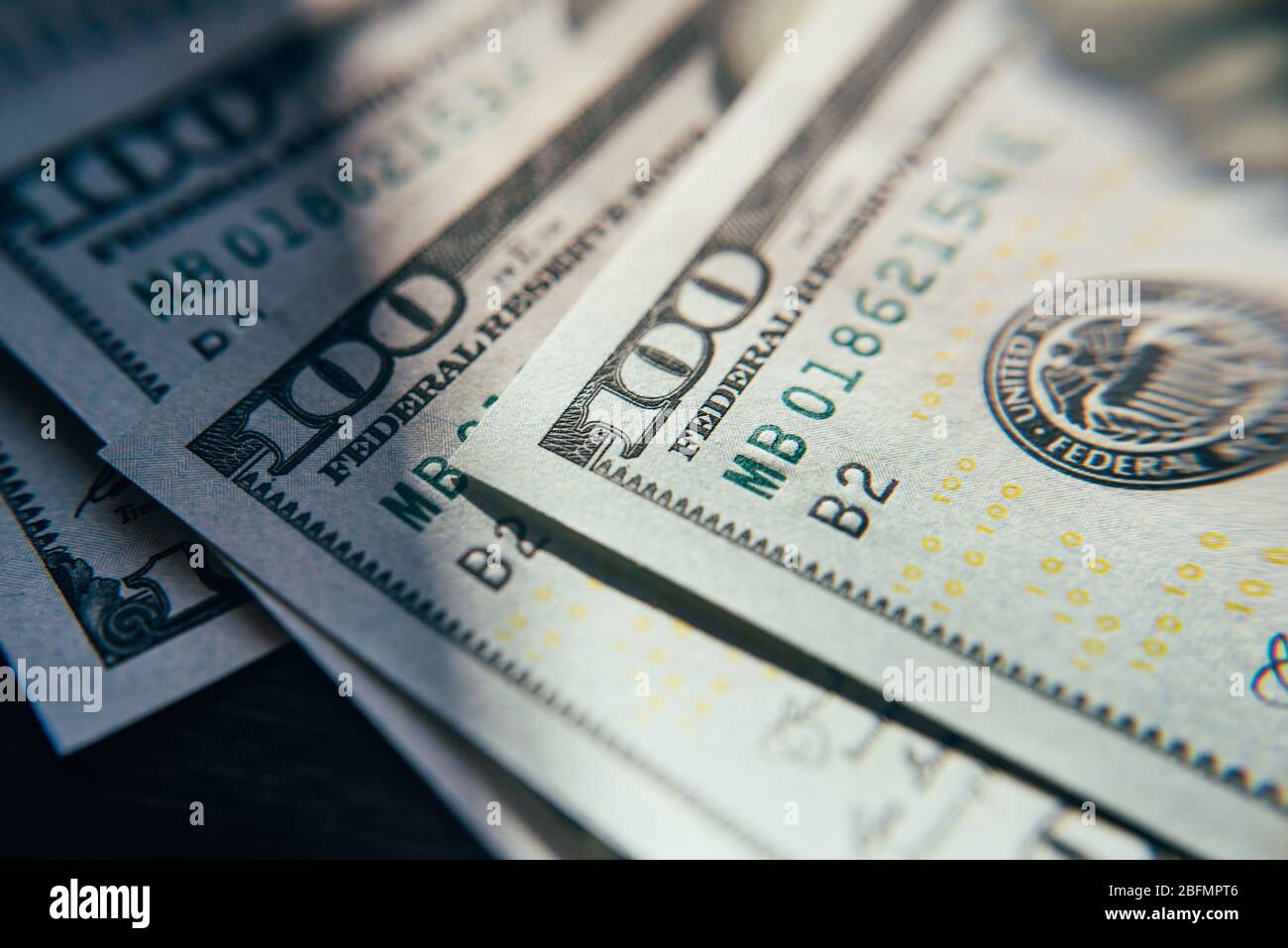 American cash dollars close-up. One Hundred Dollar Banknotes Stock ...