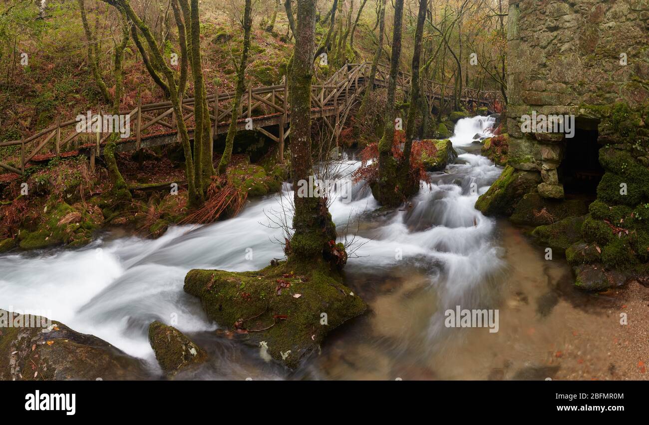 Route of the Valga river in the province of Pontevedra in Galicia ...