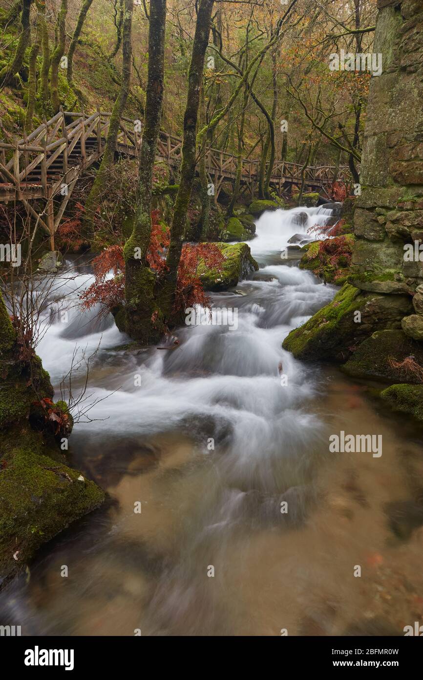 Route of the Valga river in the province of Pontevedra in Galicia ...