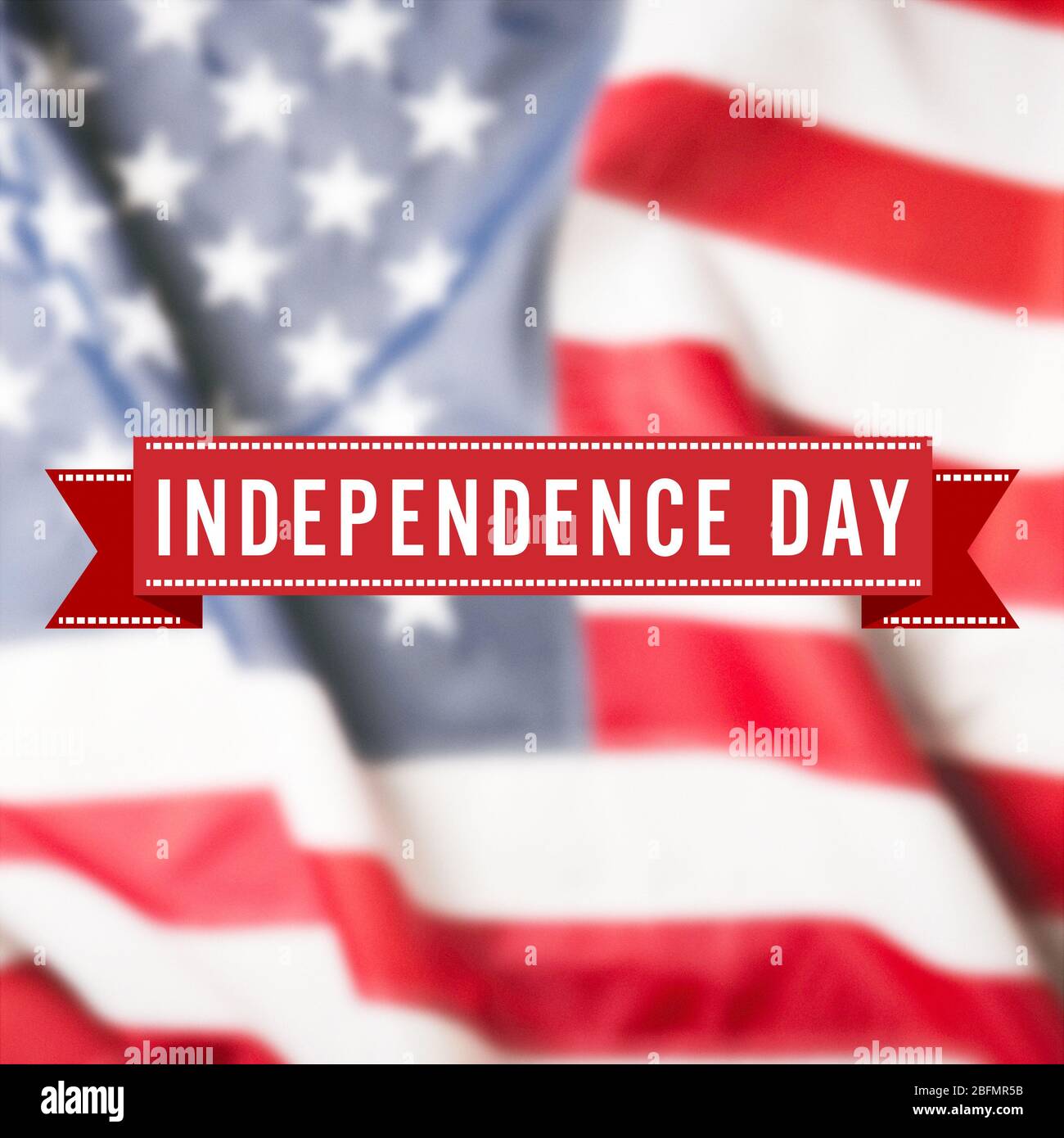 Independence Day sign on USA flag background Stock Photo - Alamy