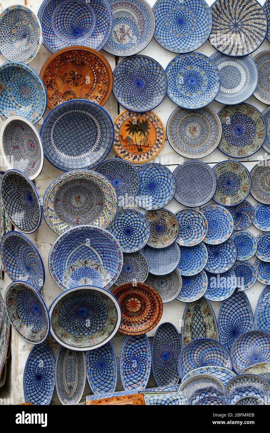 Original Tunisian ceramics, blue, white, colorful Stock Photo - Alamy