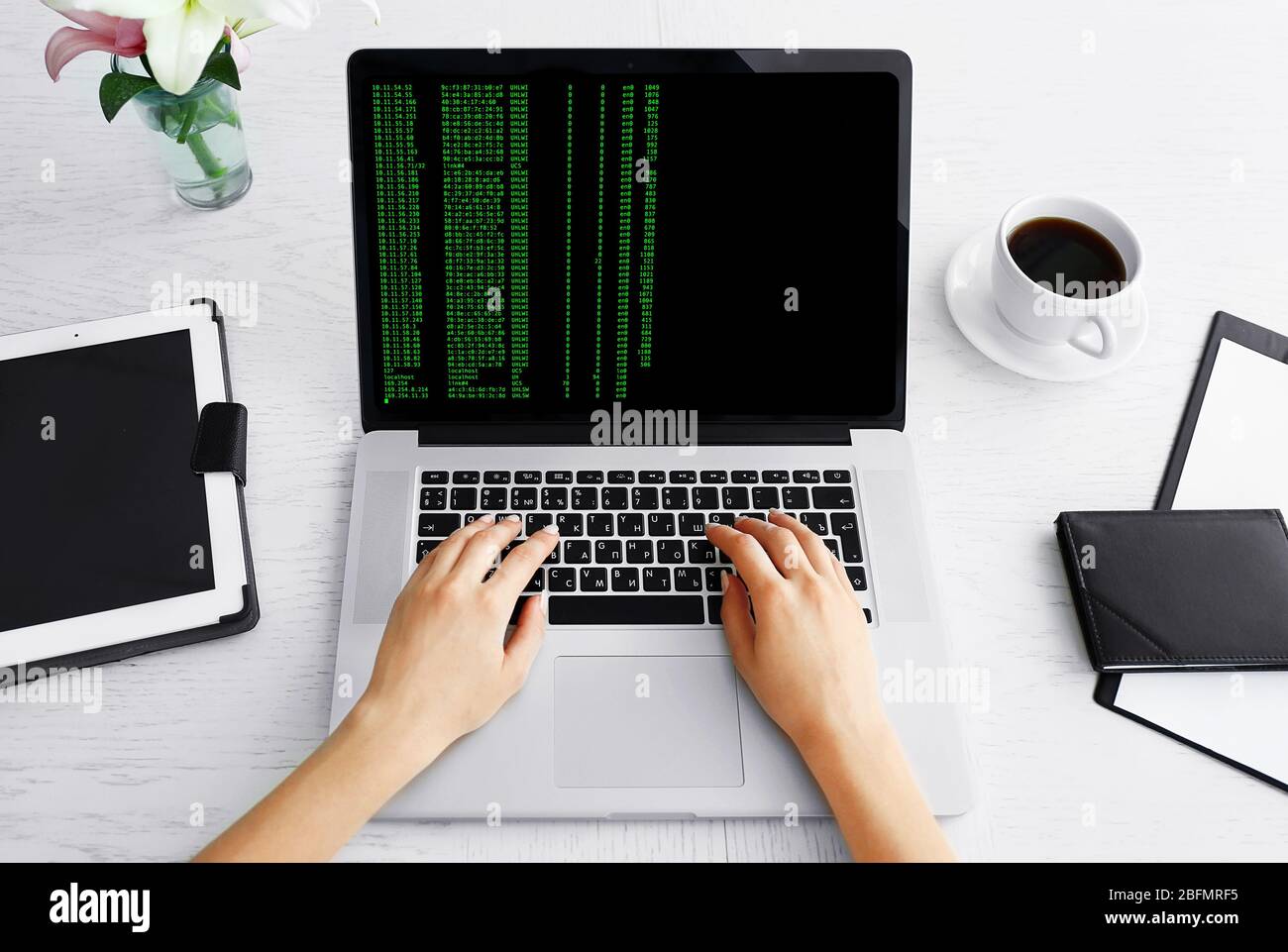 Woman hacker coding html programming hi-res stock photography and ...