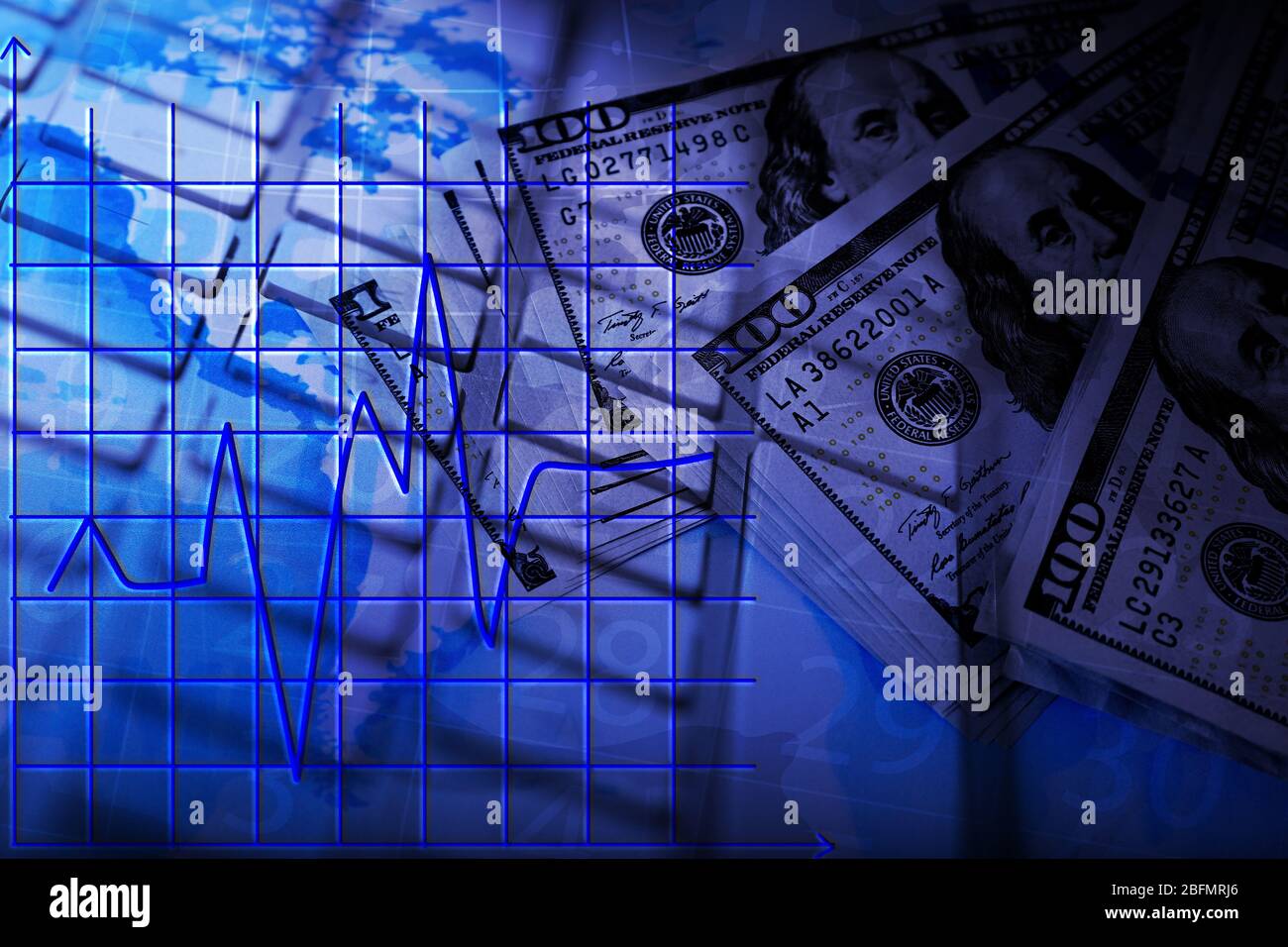 Cash on the world map and keyboard background, close up Stock Photo - Alamy