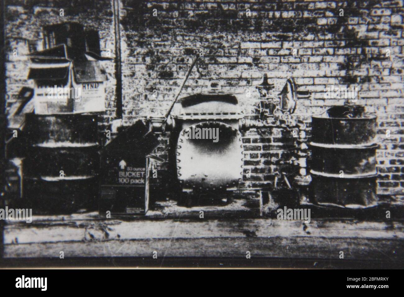 Fine 70s vintage black and white extreme photography of an urban back ...