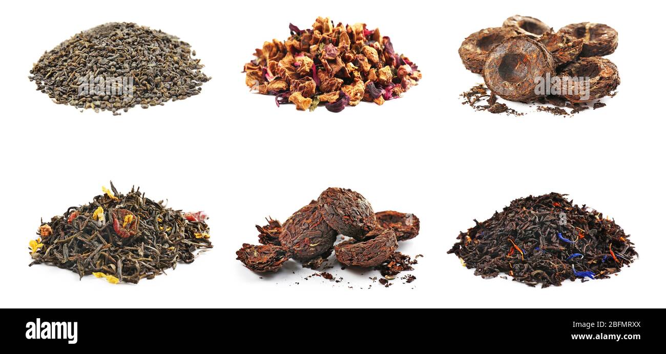 Assortment of dry tea, isolated on white Stock Photo - Alamy