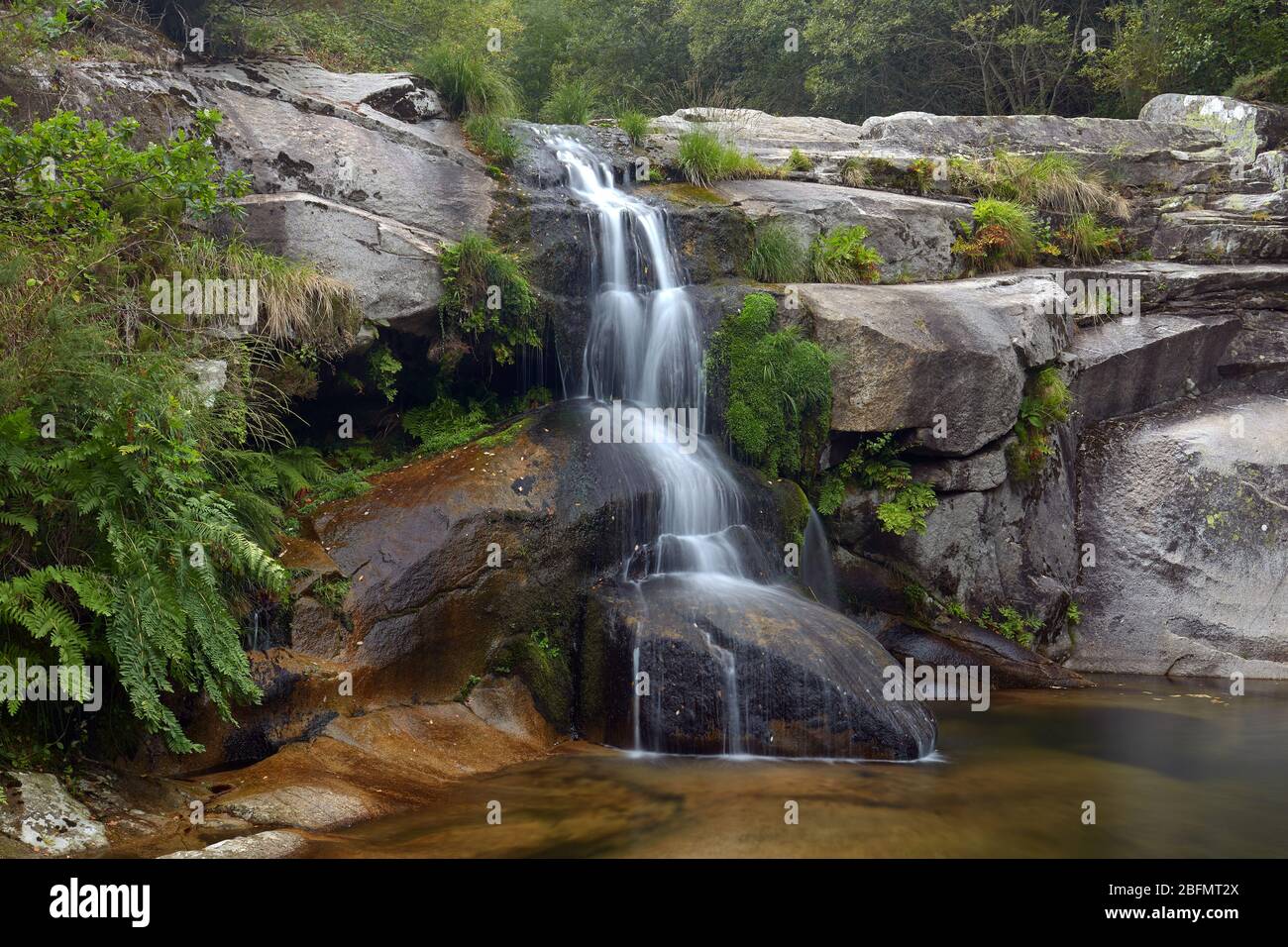 Natural pools formed by the Cerves river in the province of Orense ...