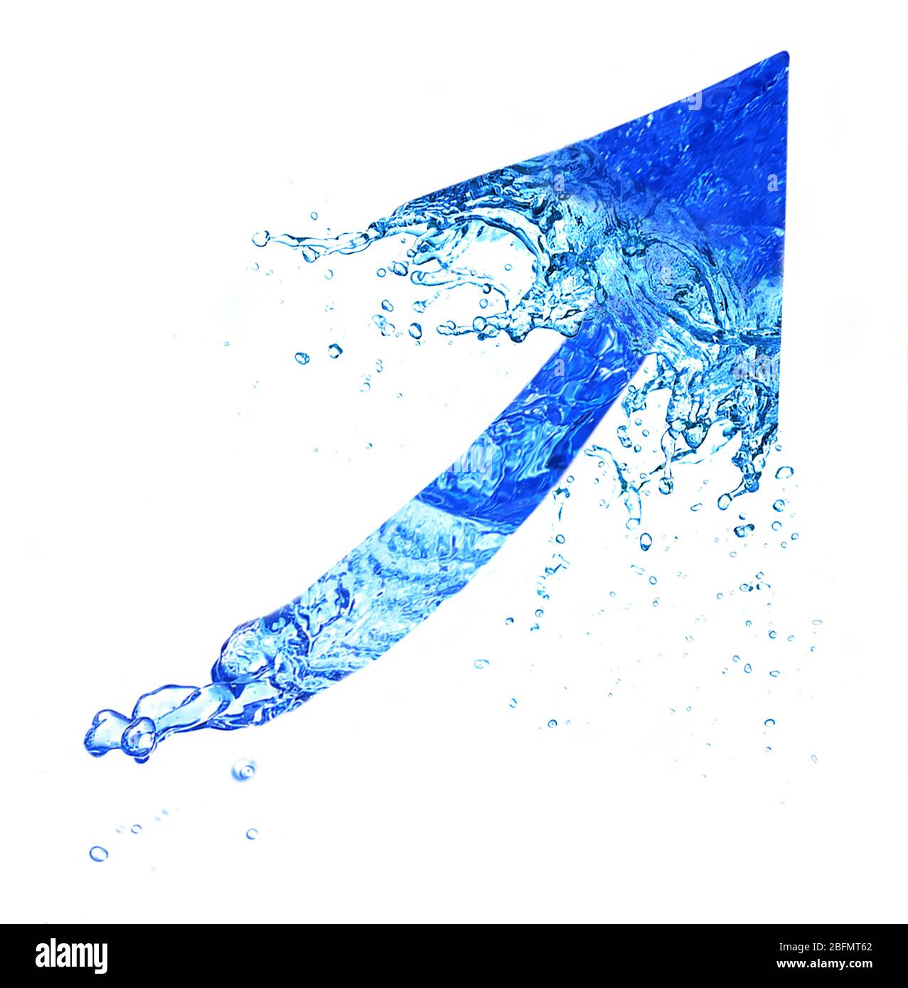 Arrow made of water splash isolated on white Stock Photo - Alamy