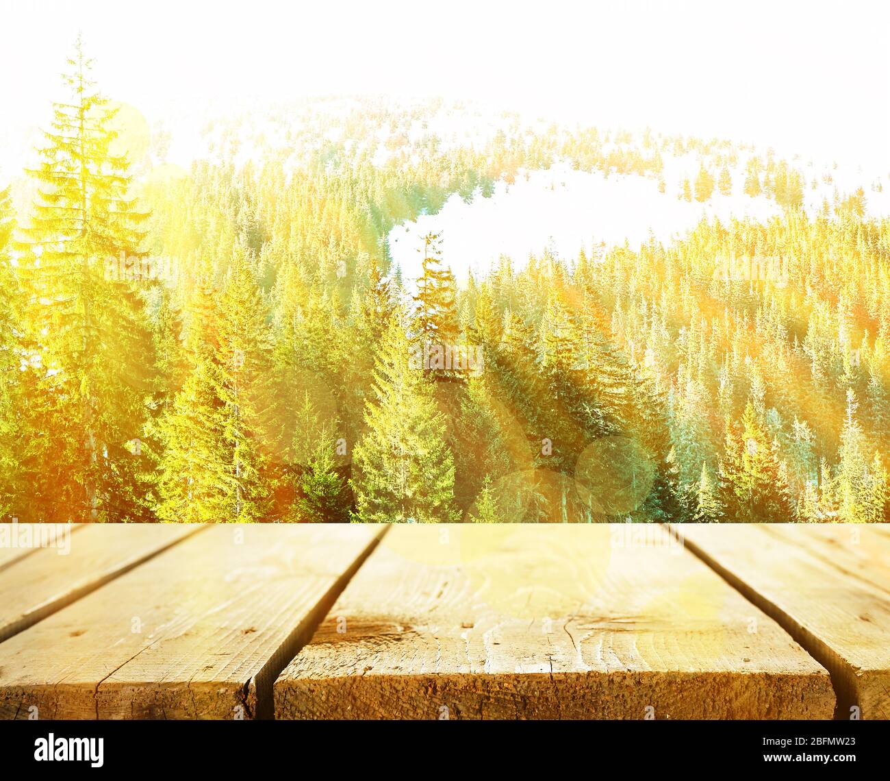 Beautiful winter background with shabby table Stock Photo - Alamy