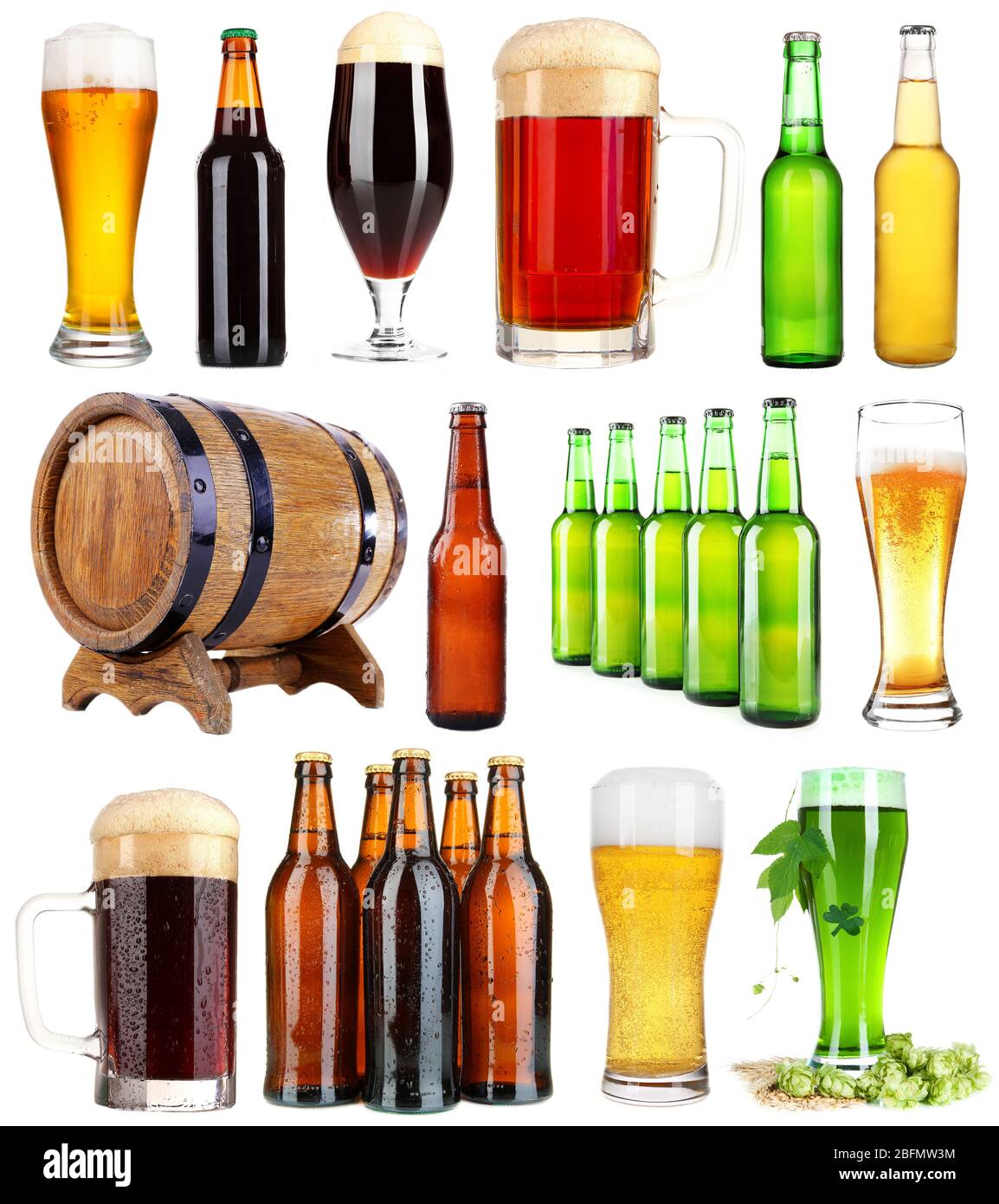 Different types of beer, isolated on white Stock Photo - Alamy