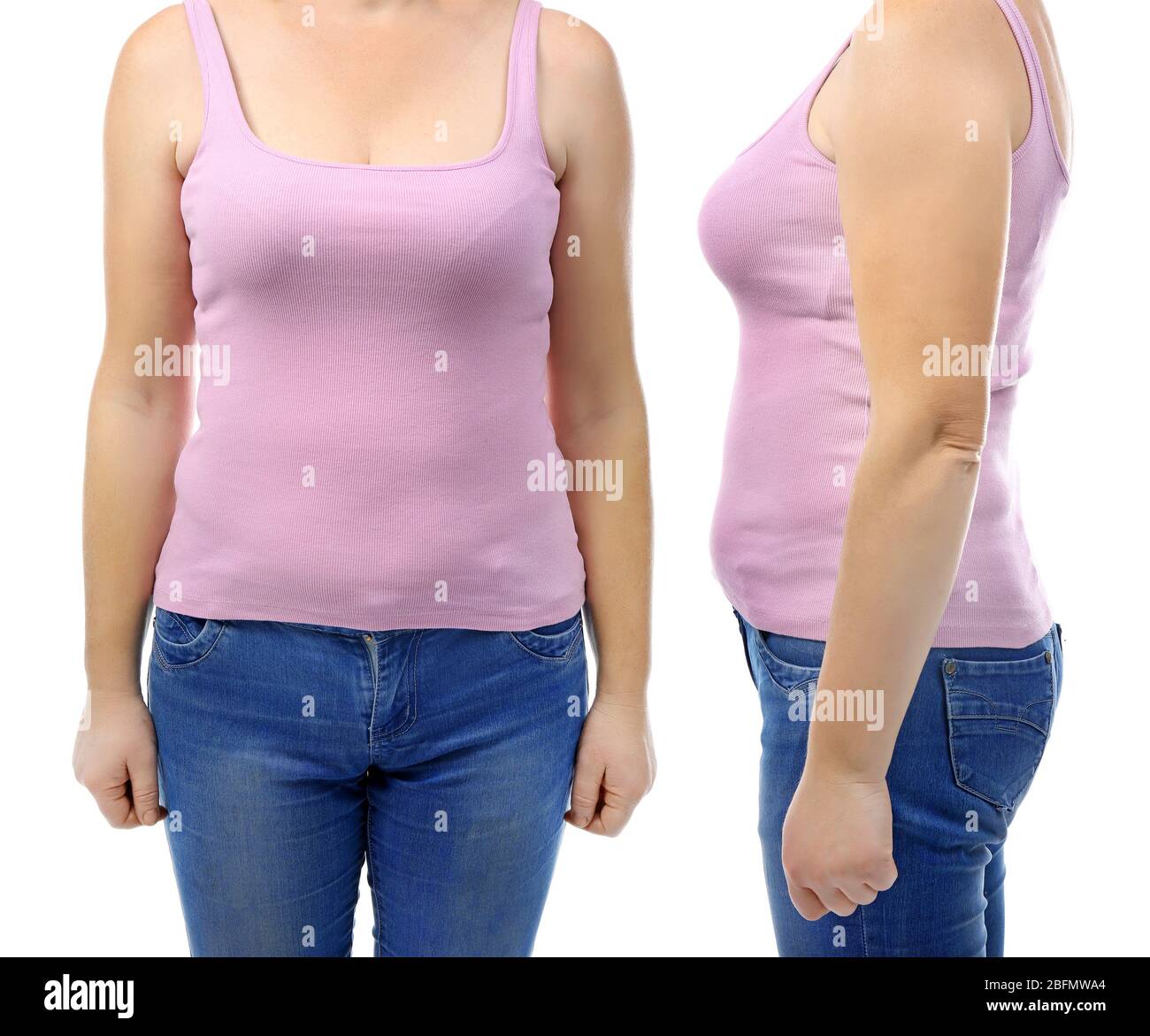 Fat and slim woman's body Stock Photo - Alamy