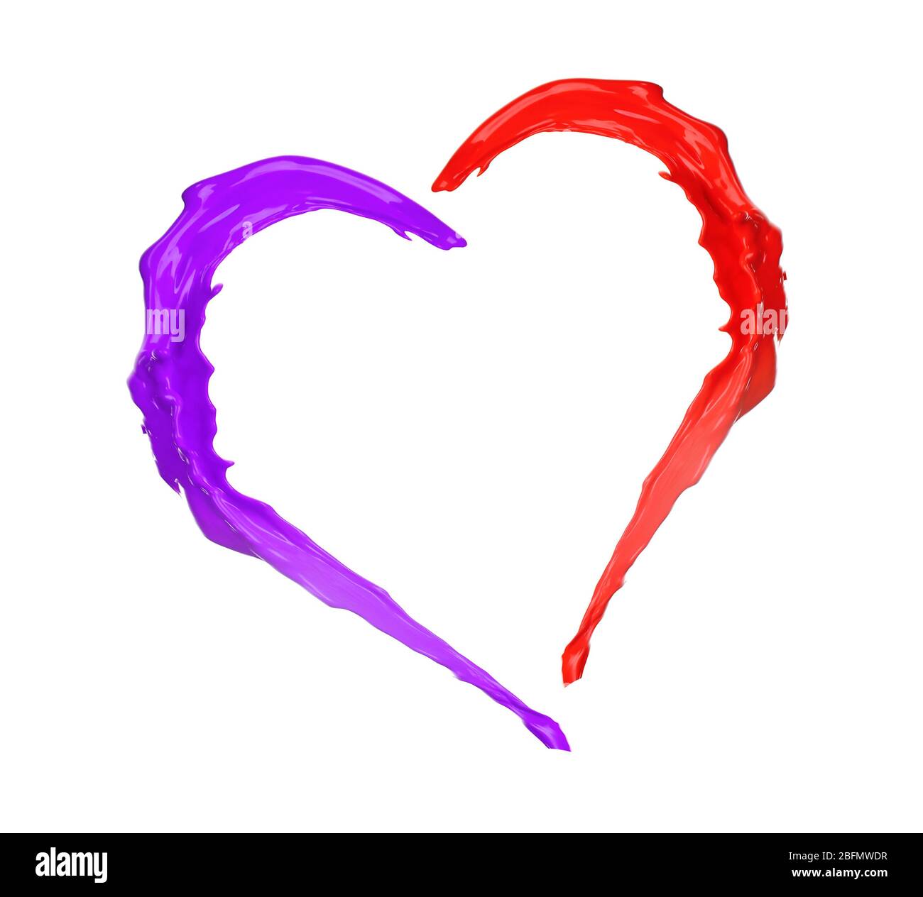 Colorful heart made of paint splash isolated on white Stock Photo - Alamy