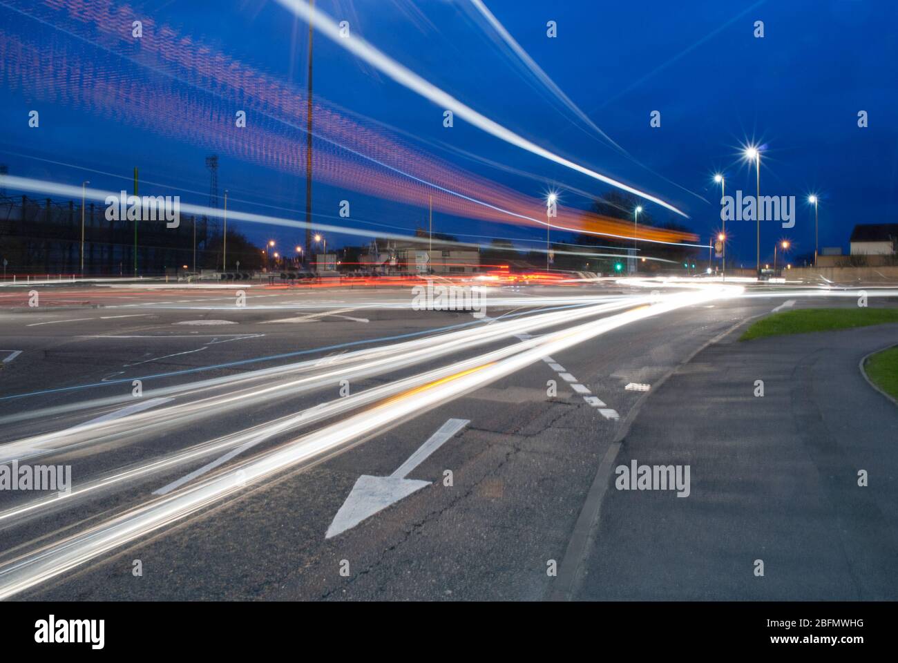 Busy Traffic Flow Light Trails Direction Movement Intersection Magic ...