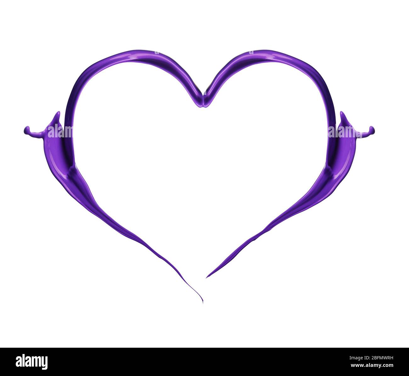 Purple heart made of paint splash isolated on white Stock Photo - Alamy