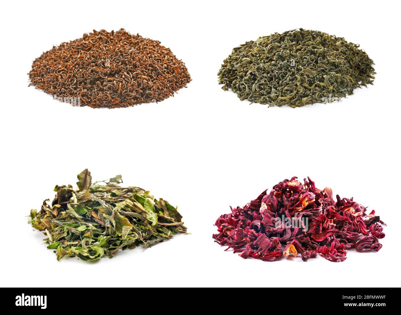 Assortment of dry tea, isolated on white Stock Photo - Alamy