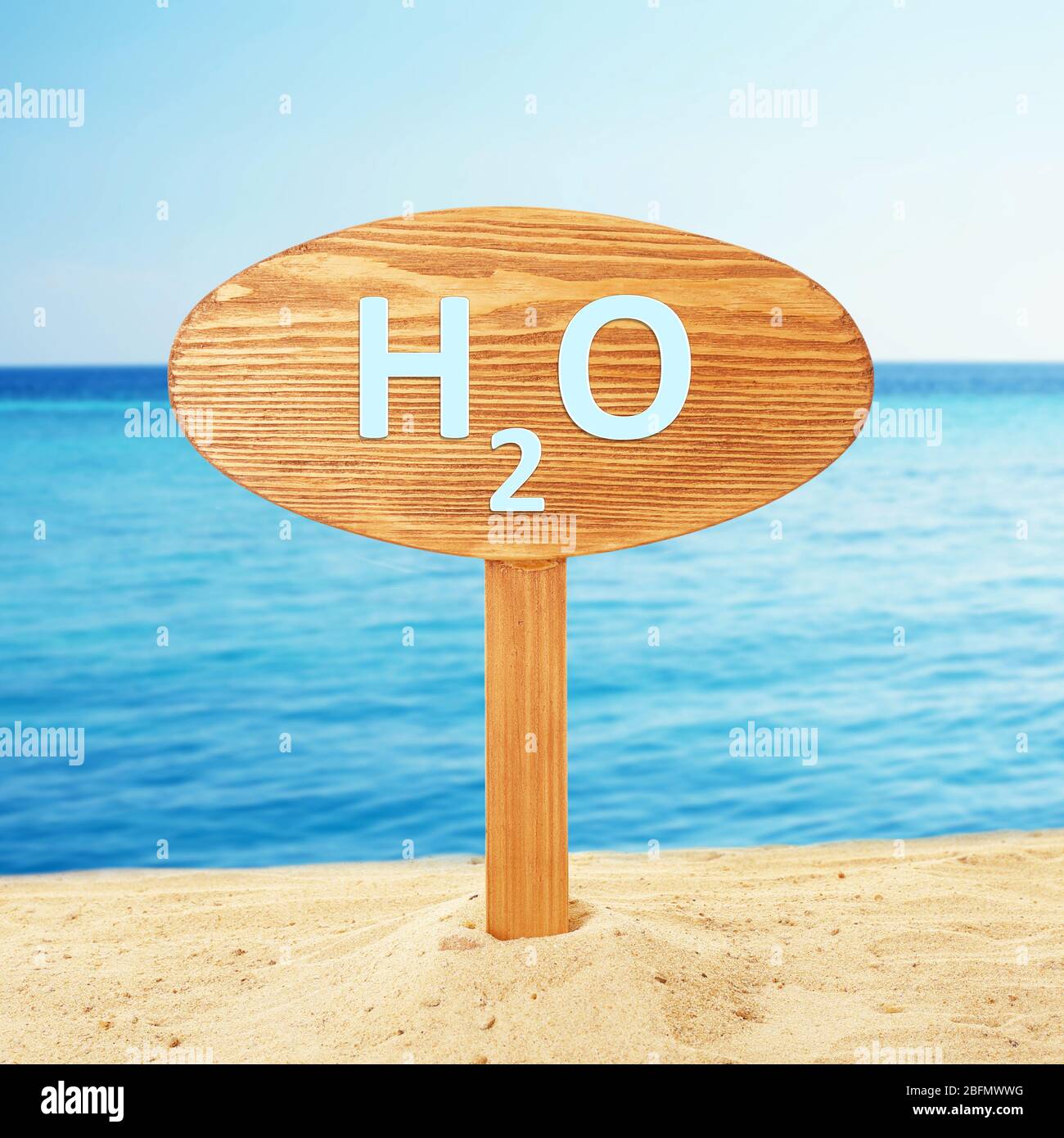 Save water concept. Wooden signboard with text on sea beach Stock Photo ...