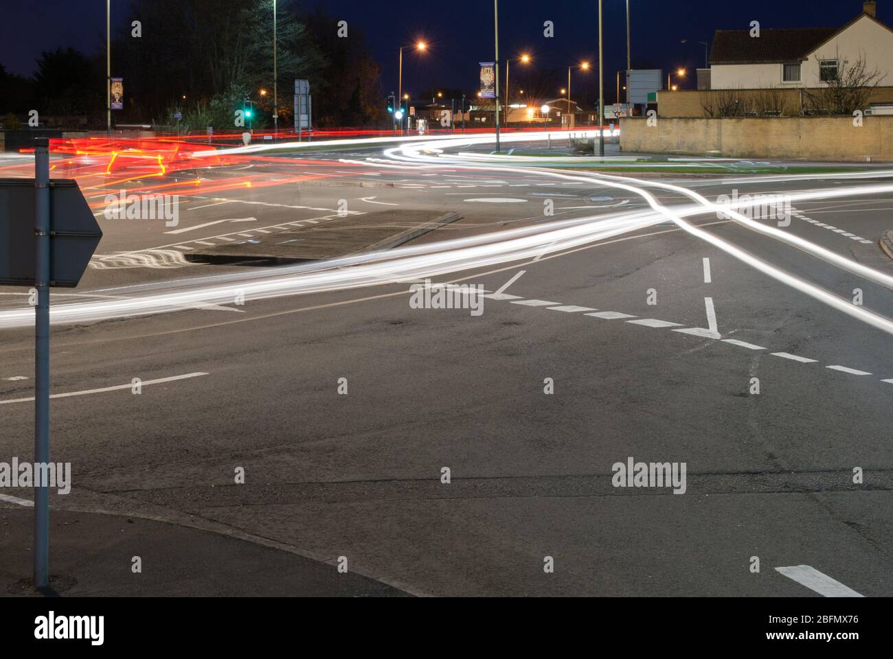 Busy Traffic Flow Light Trails Direction Movement Intersection Magic ...