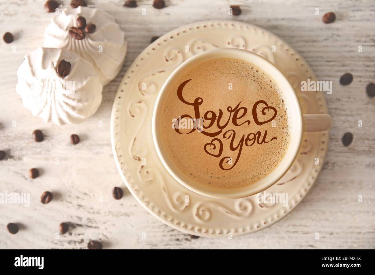 Inscription love coffee beans hi-res stock photography and images - Alamy