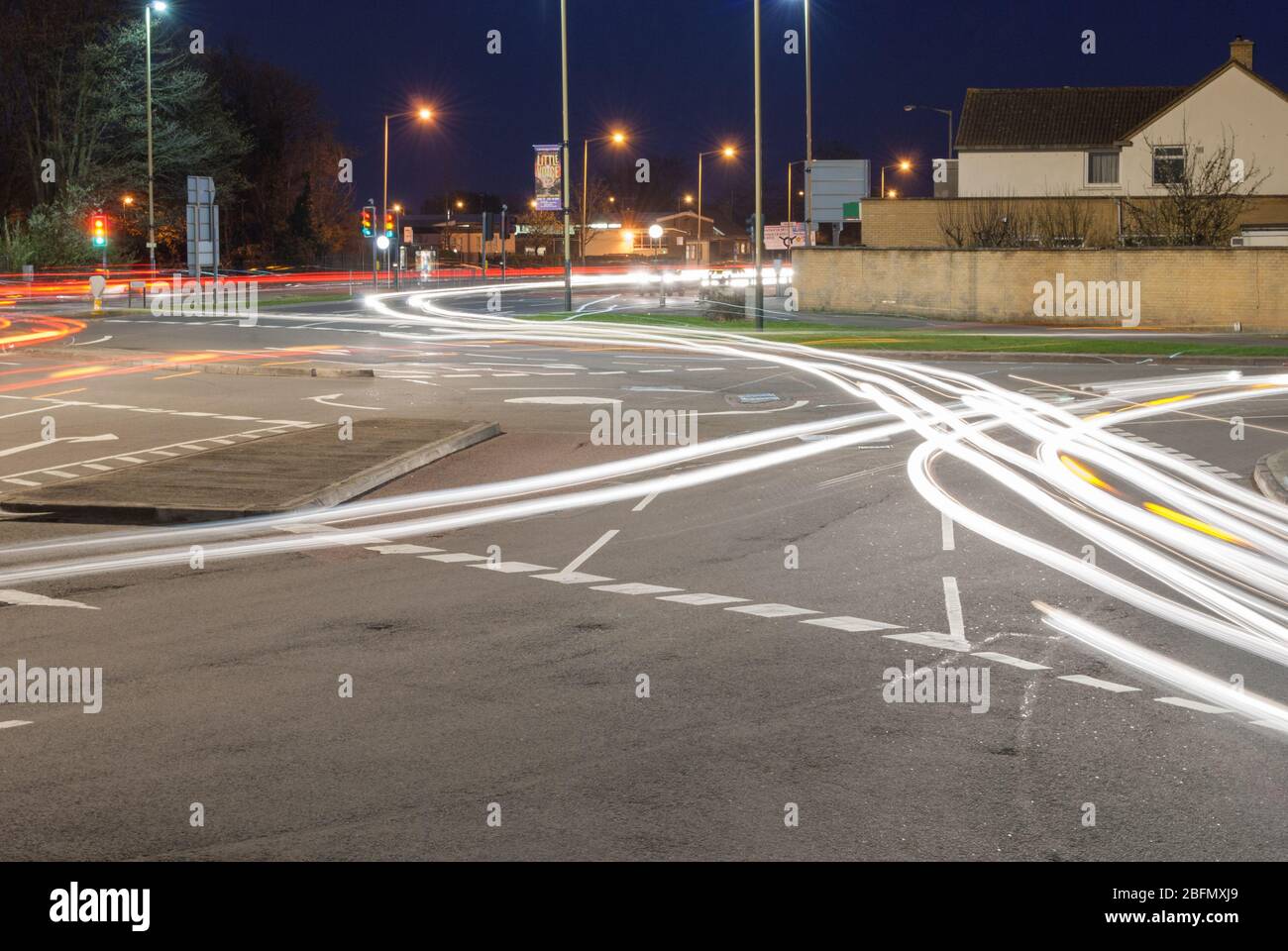 Busy Traffic Flow Light Trails Direction Movement Intersection Magic ...