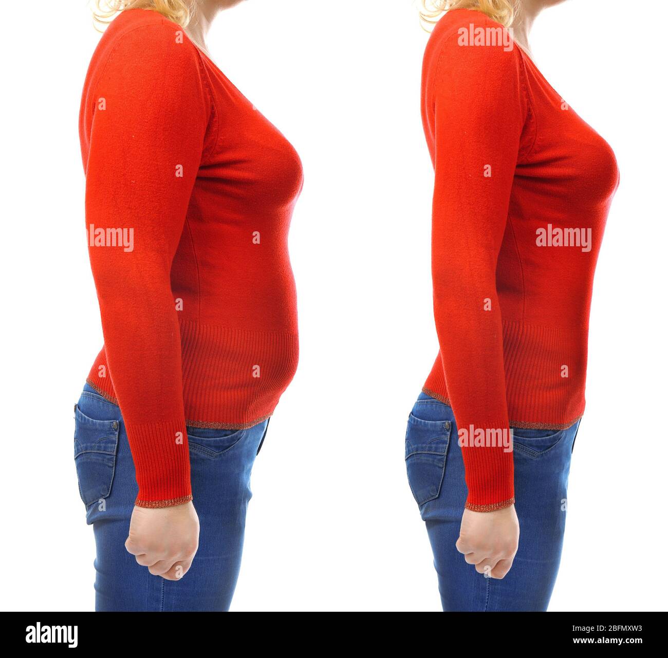 Fat and slim woman's body Stock Photo - Alamy