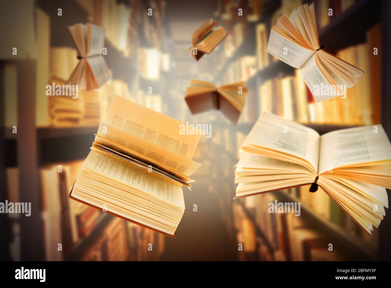 Flying books bookshelf hi-res stock photography and images - Alamy
