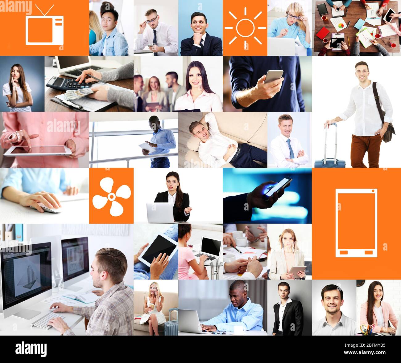 People at work in office. Communication networking. Technology content ...