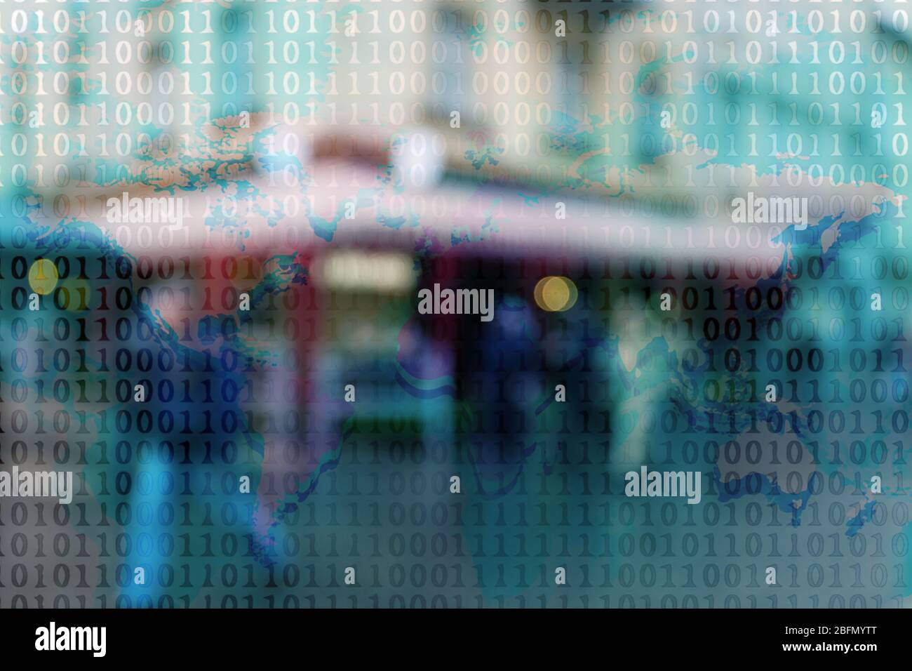Blur abstract peoples background with binary code. Technology concept ...