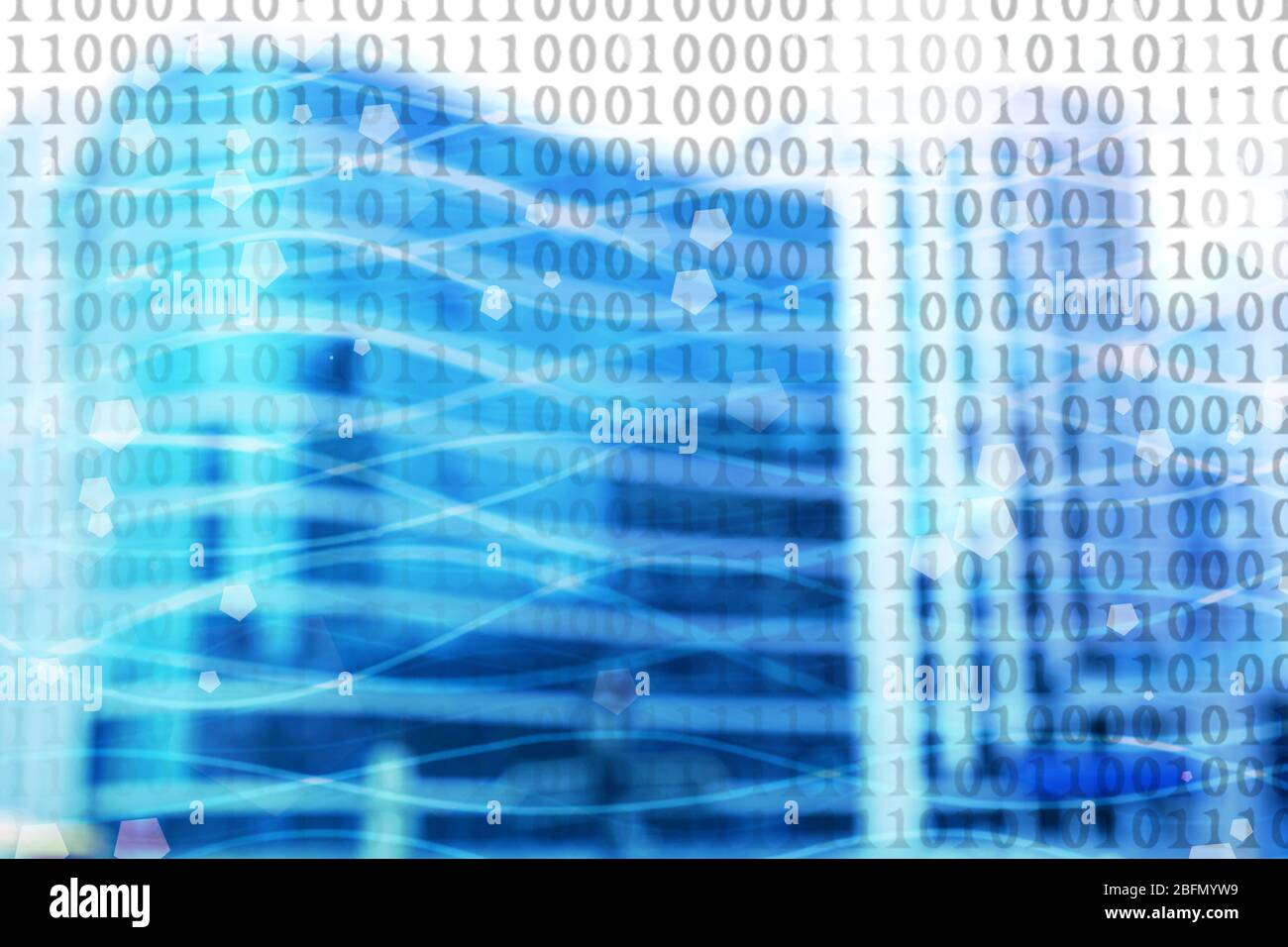 Blur abstract city background with binary code. Technology concept ...