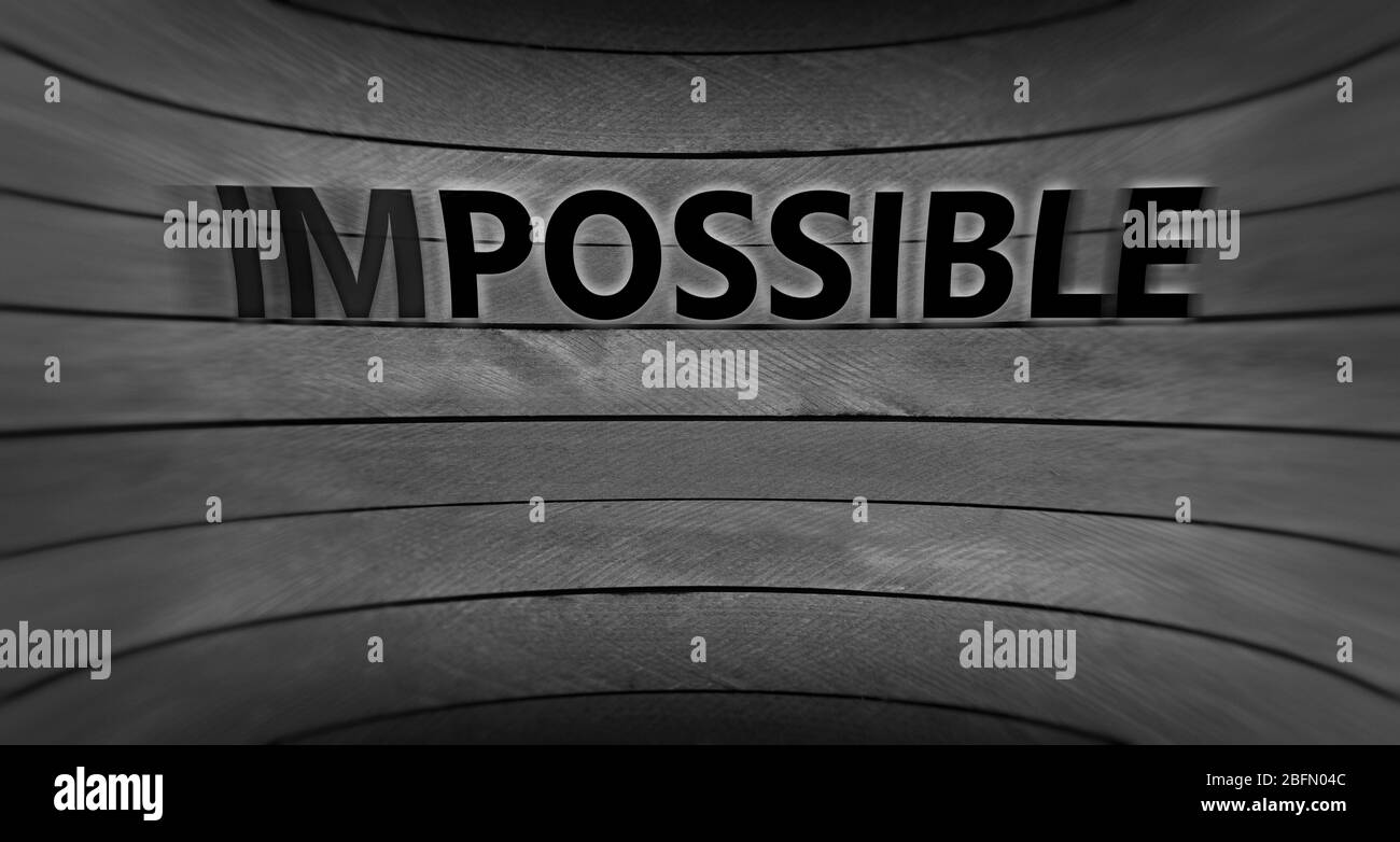 Word impossible transformed into possible on grey wall Stock Photo - Alamy