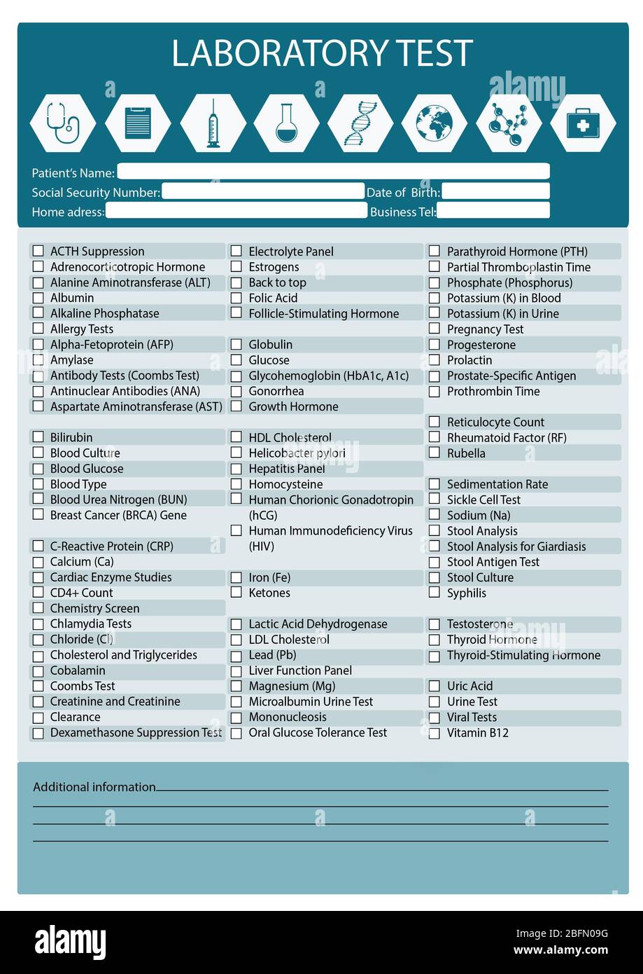 Medical form close-up Stock Photo - Alamy