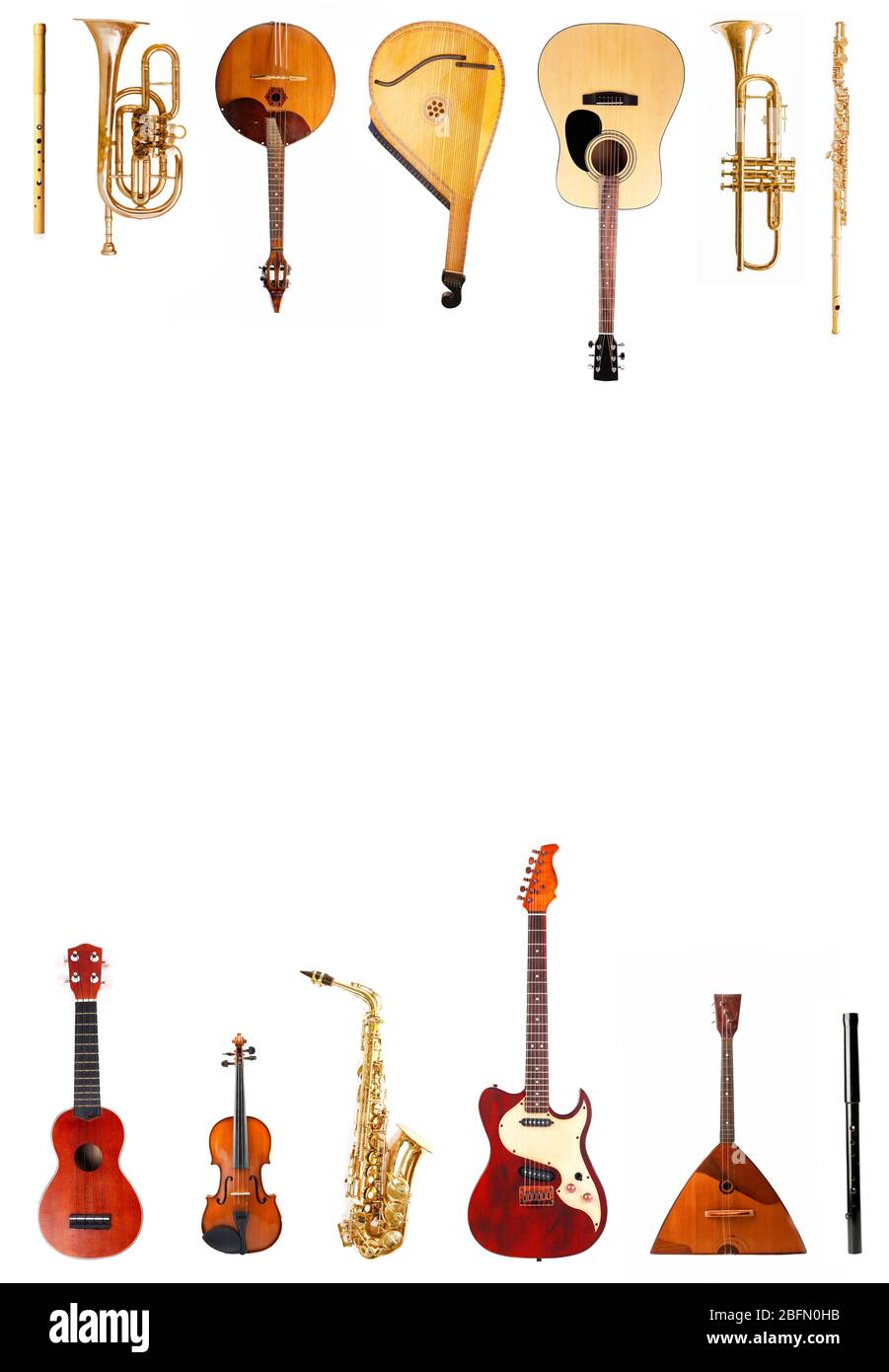 Collage of musical instruments isolated on white Stock Photo - Alamy
