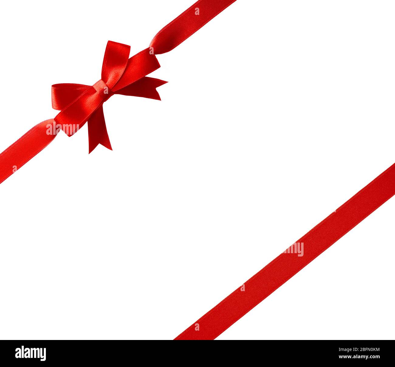Red diagonal ribbons and bow, isolated on white Stock Photo - Alamy
