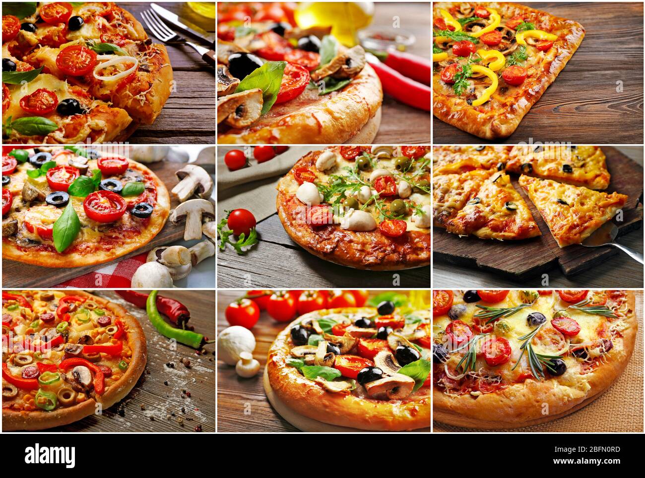Set of different pizza Stock Photo - Alamy
