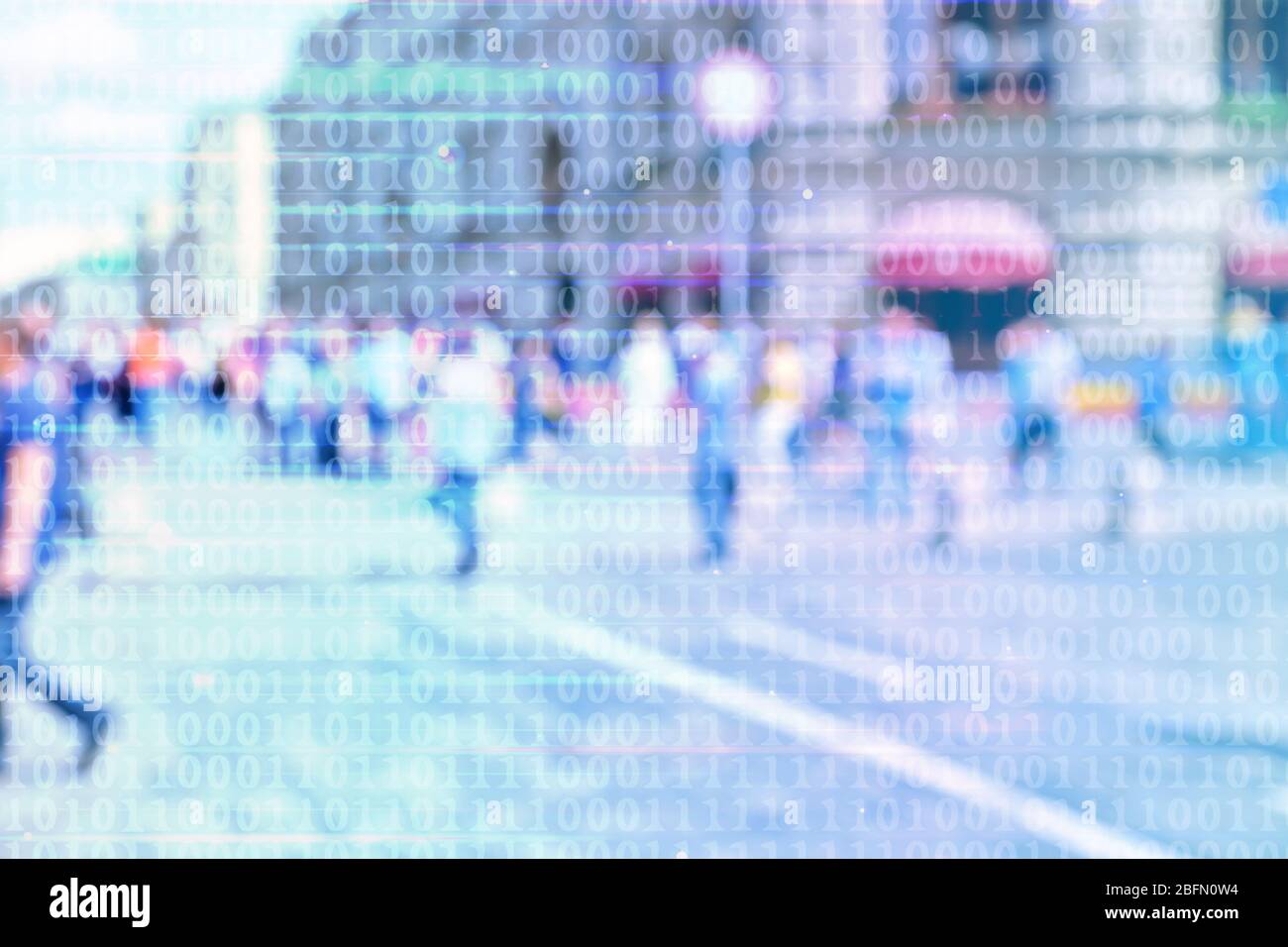 Blur abstract peoples background with binary code. Technology concept ...