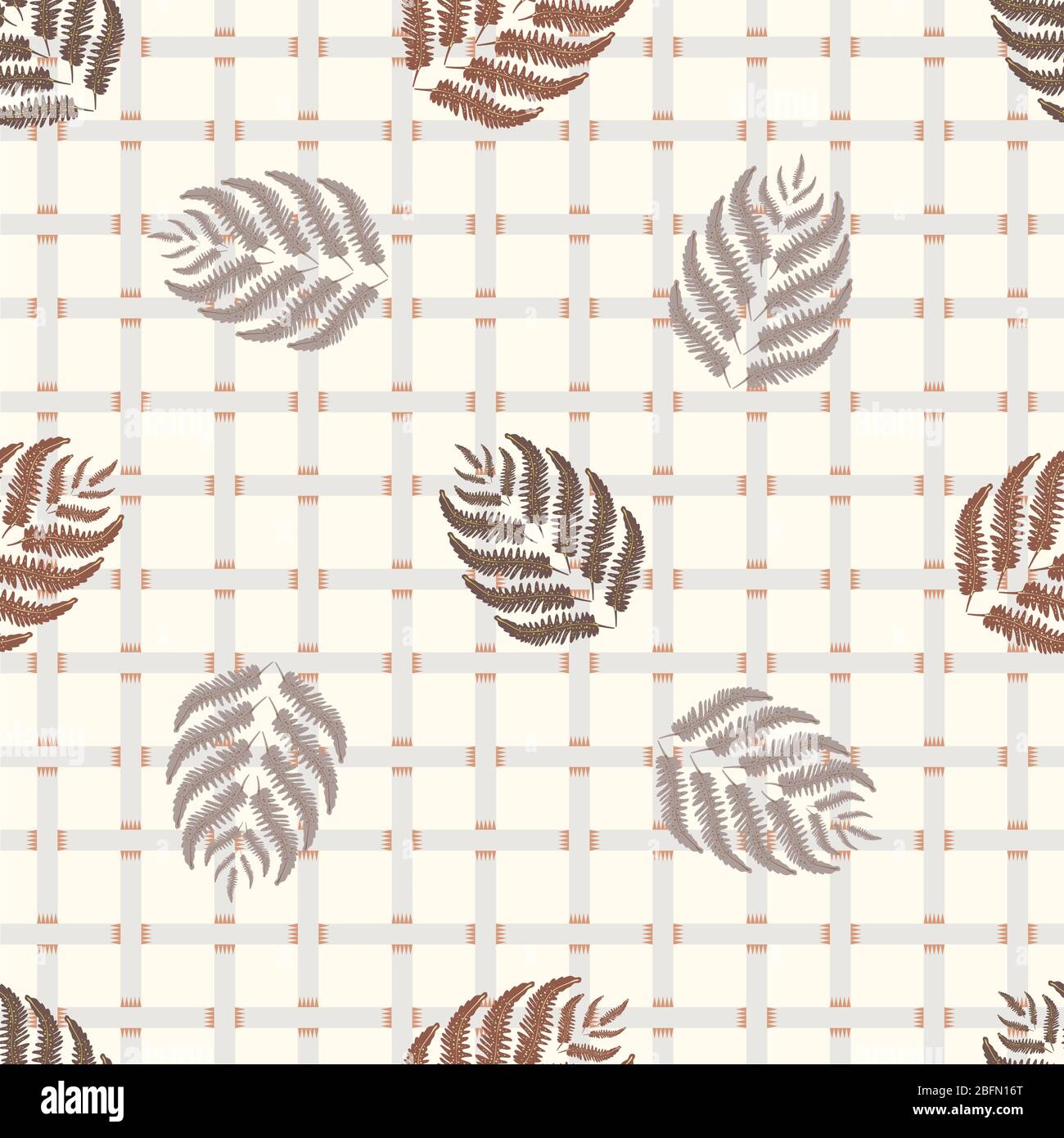 Fern leaves vector seamless pattern background. Forest plant frond on ...