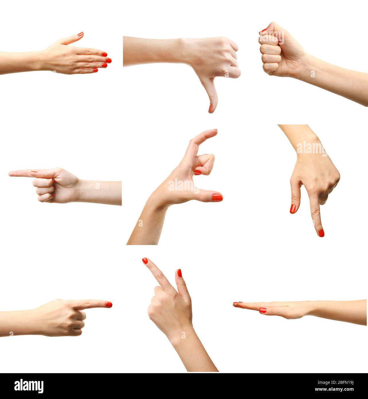 Set of female hands gestures, isolated on white Stock Photo - Alamy