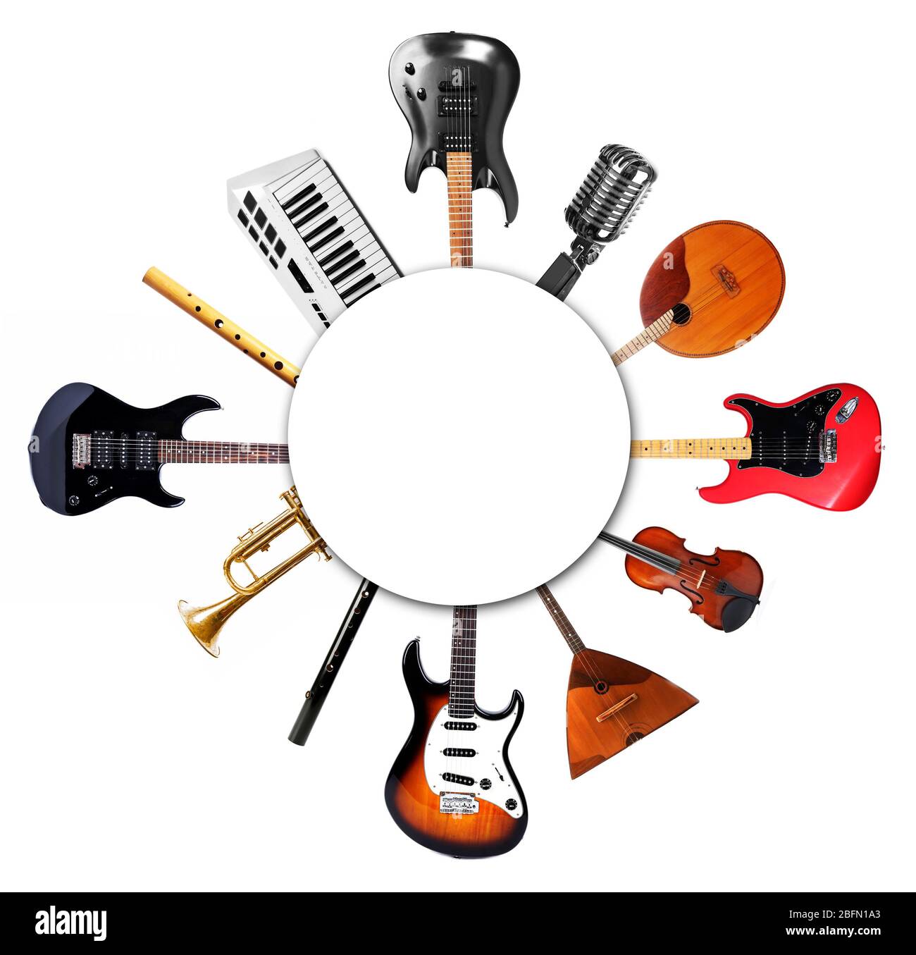 Collage of musical instruments isolated on white Stock Photo - Alamy