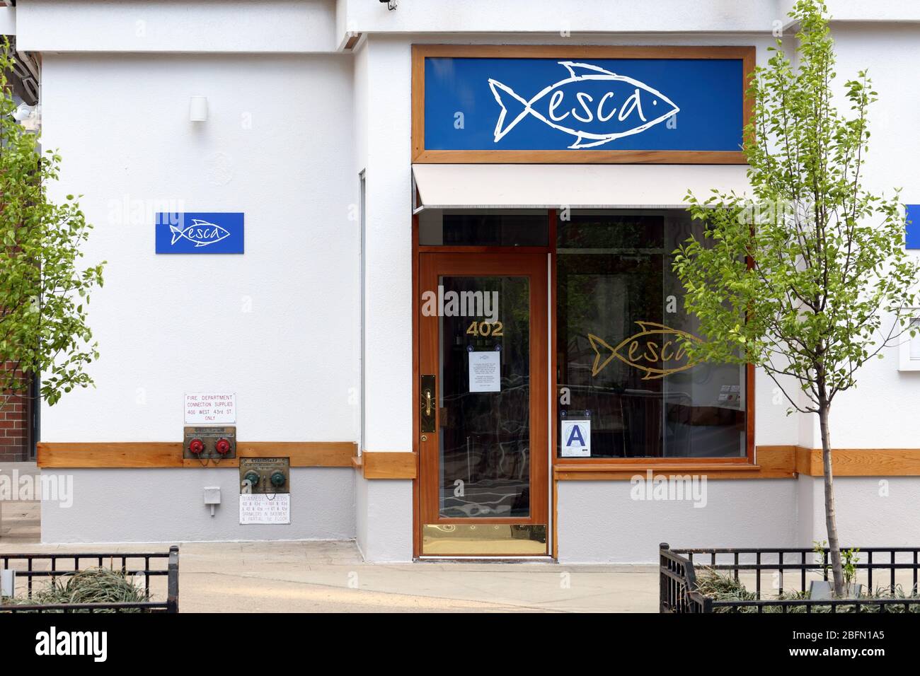 [historical storefront] Esca, 402 West 43rd St, New York, NY. exterior ...
