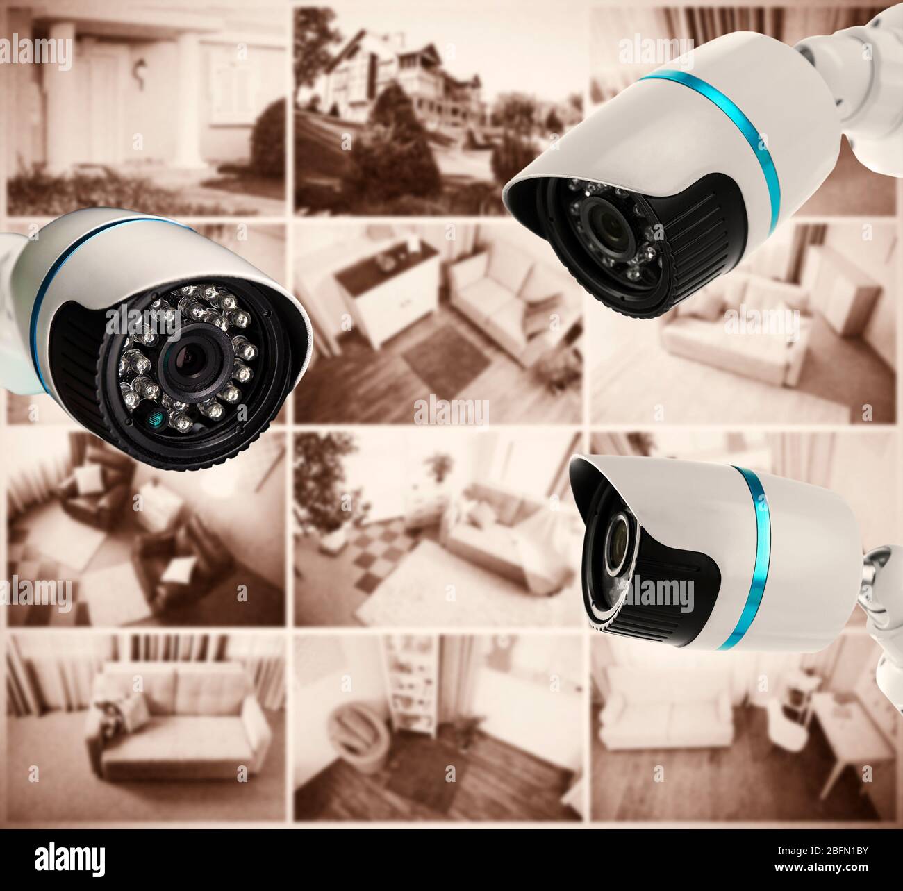 Security CCTV camera in home. Home security system concept Stock Photo ...