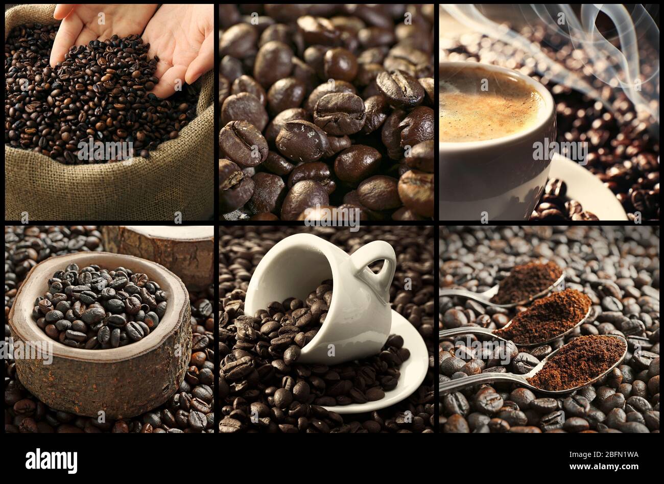Coffee, themed collage Stock Photo - Alamy