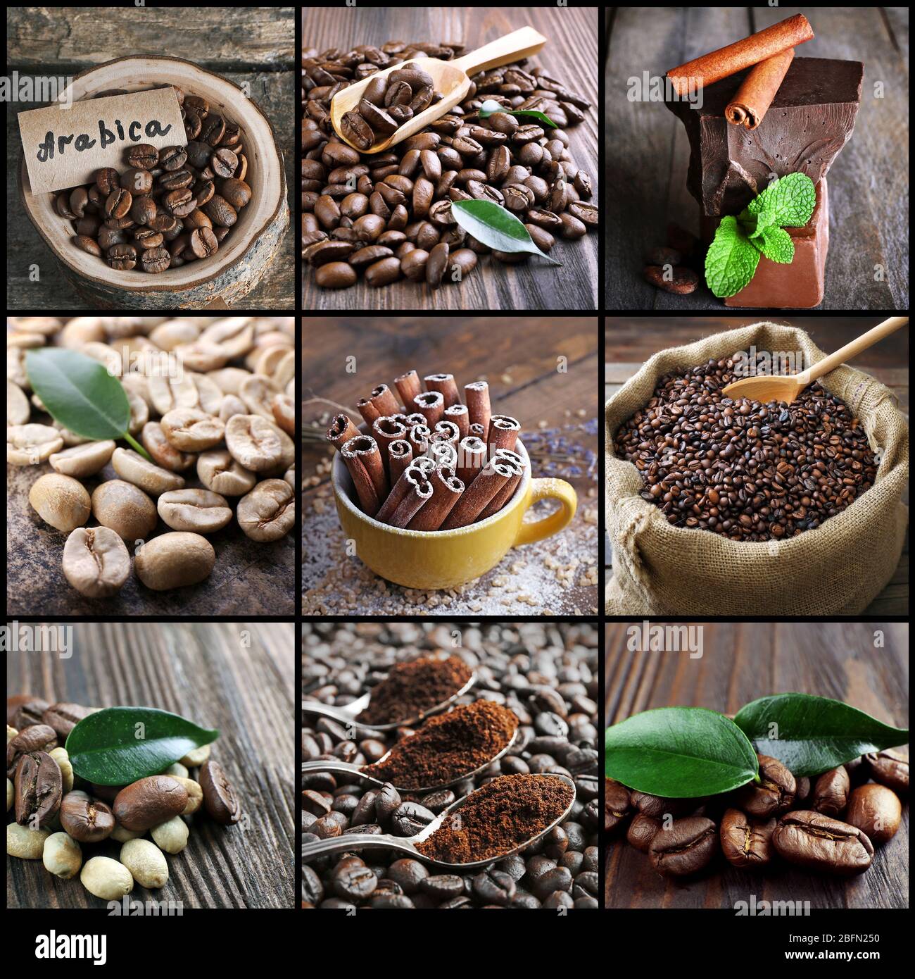 Coffee, themed collage Stock Photo - Alamy