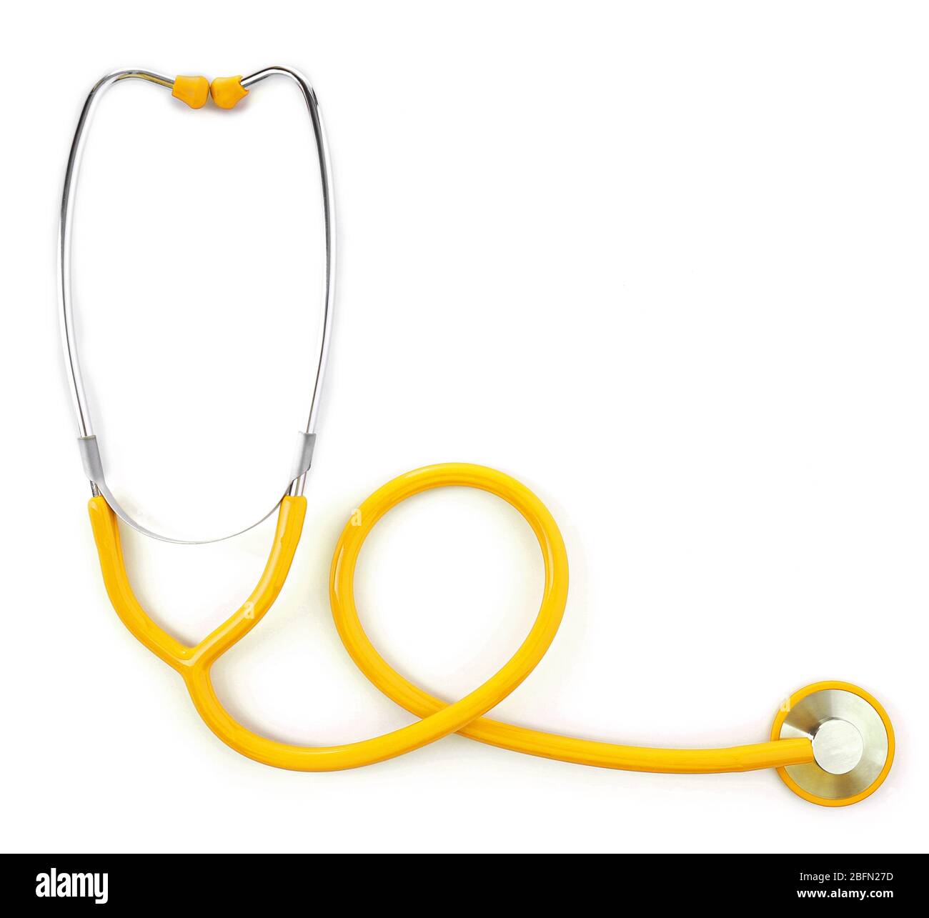 Yellow medical stethoscope isolated on white Stock Photo - Alamy