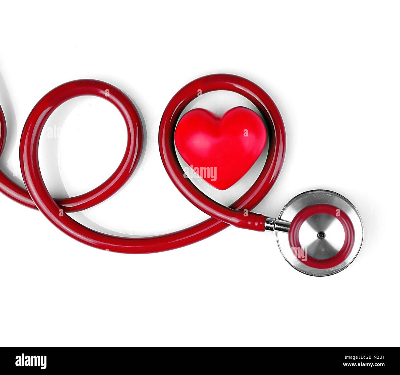 Red stethoscope with heart isolated on white Stock Photo - Alamy